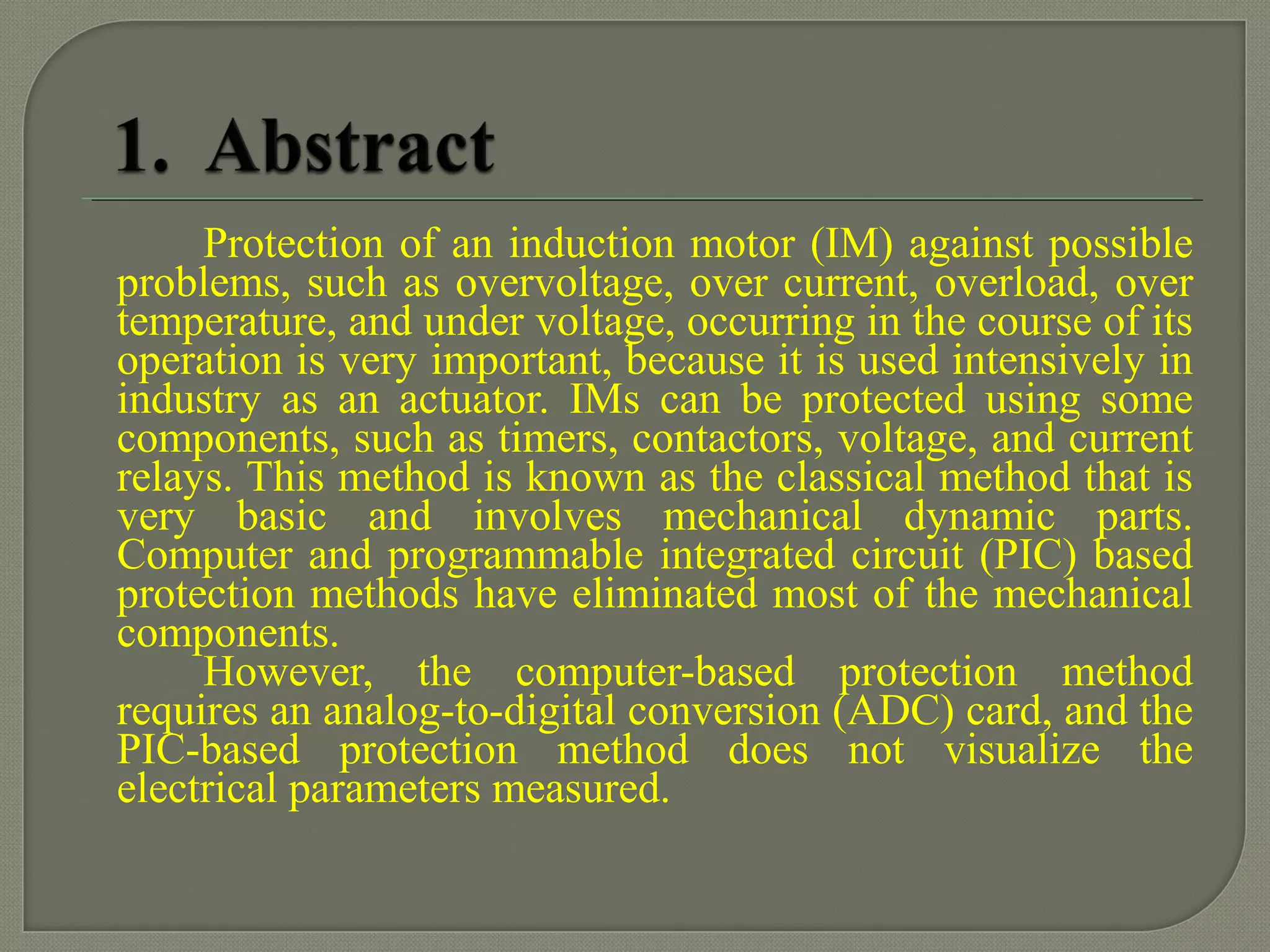 PLC and Sensors Based Protection and Fault Detection of Induction ...