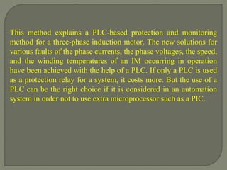 PLC and Sensors Based Protection and Fault Detection of Induction ...