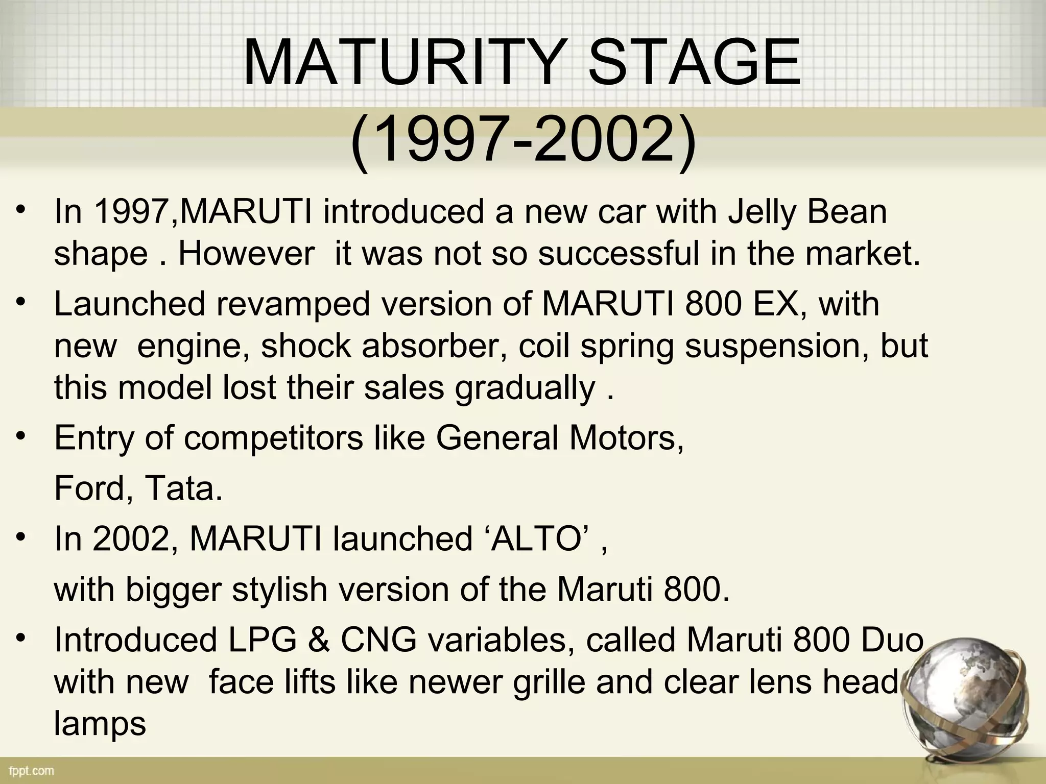 Product Life Cycle and BCG Matrix: Maruti 800 | PPT | Automotive ...