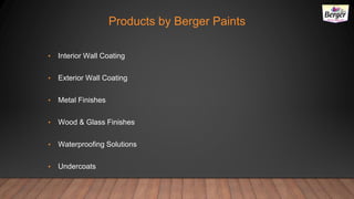 Product Life Cycle Analysis for Berger Paints | PPSX
