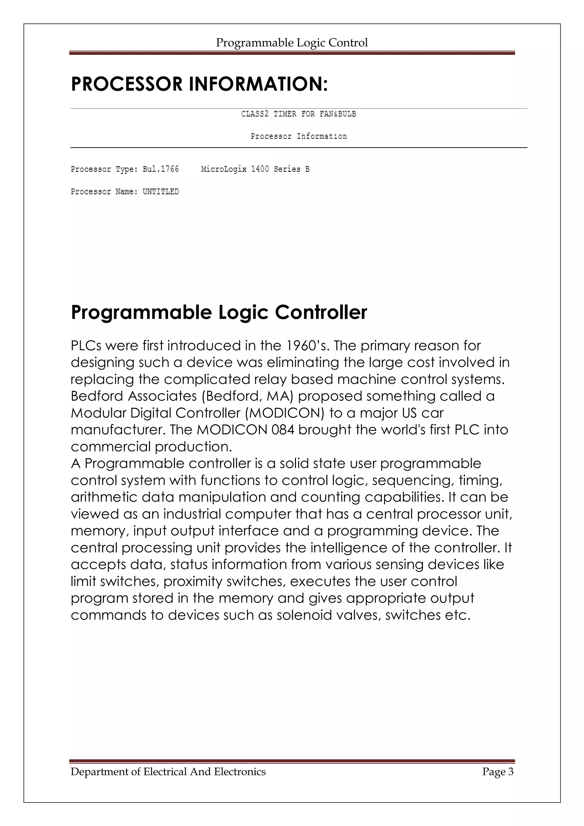 Plc documentation final | PDF