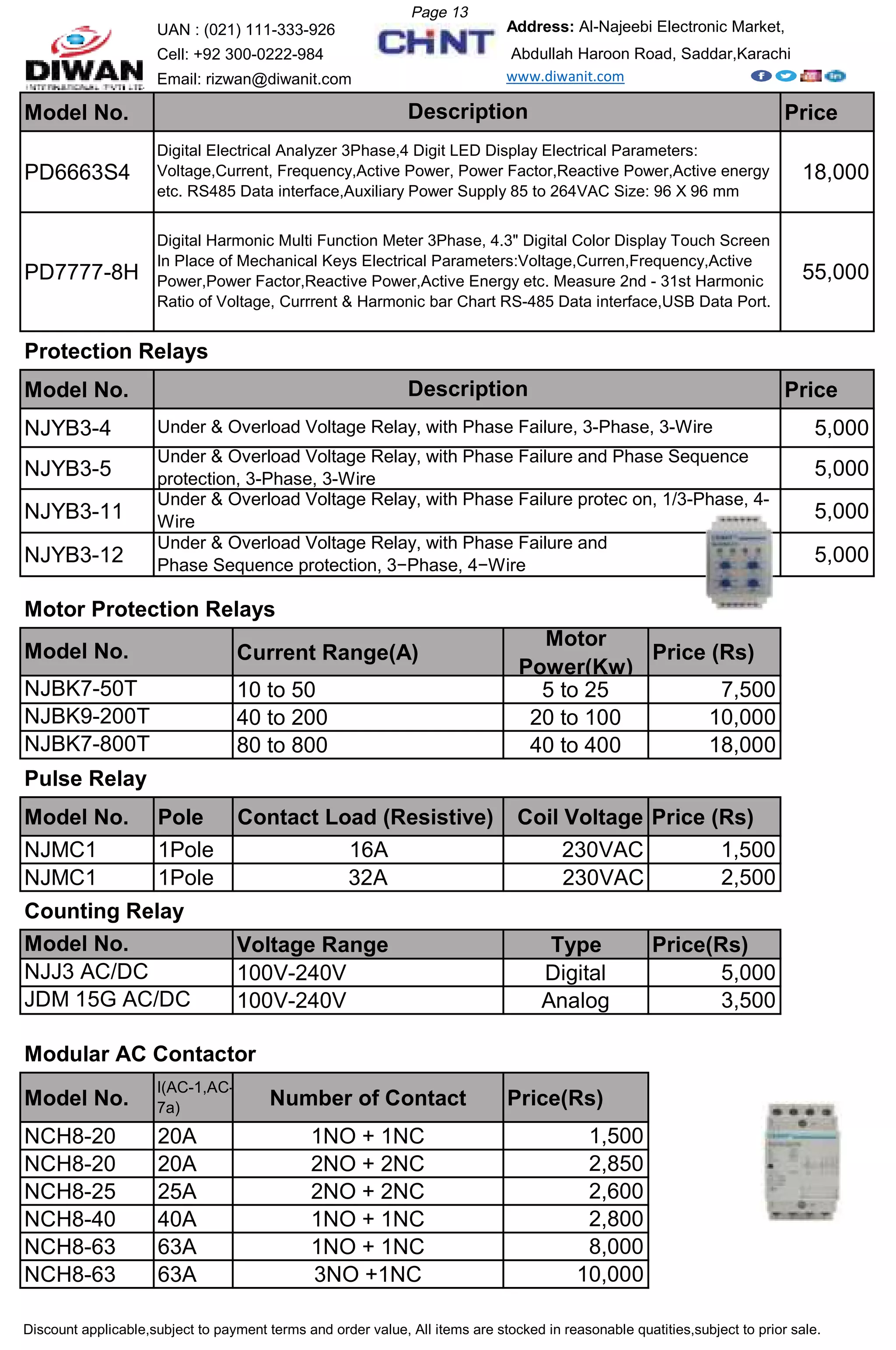 CHiNT Price List LV Pakistan | PDF