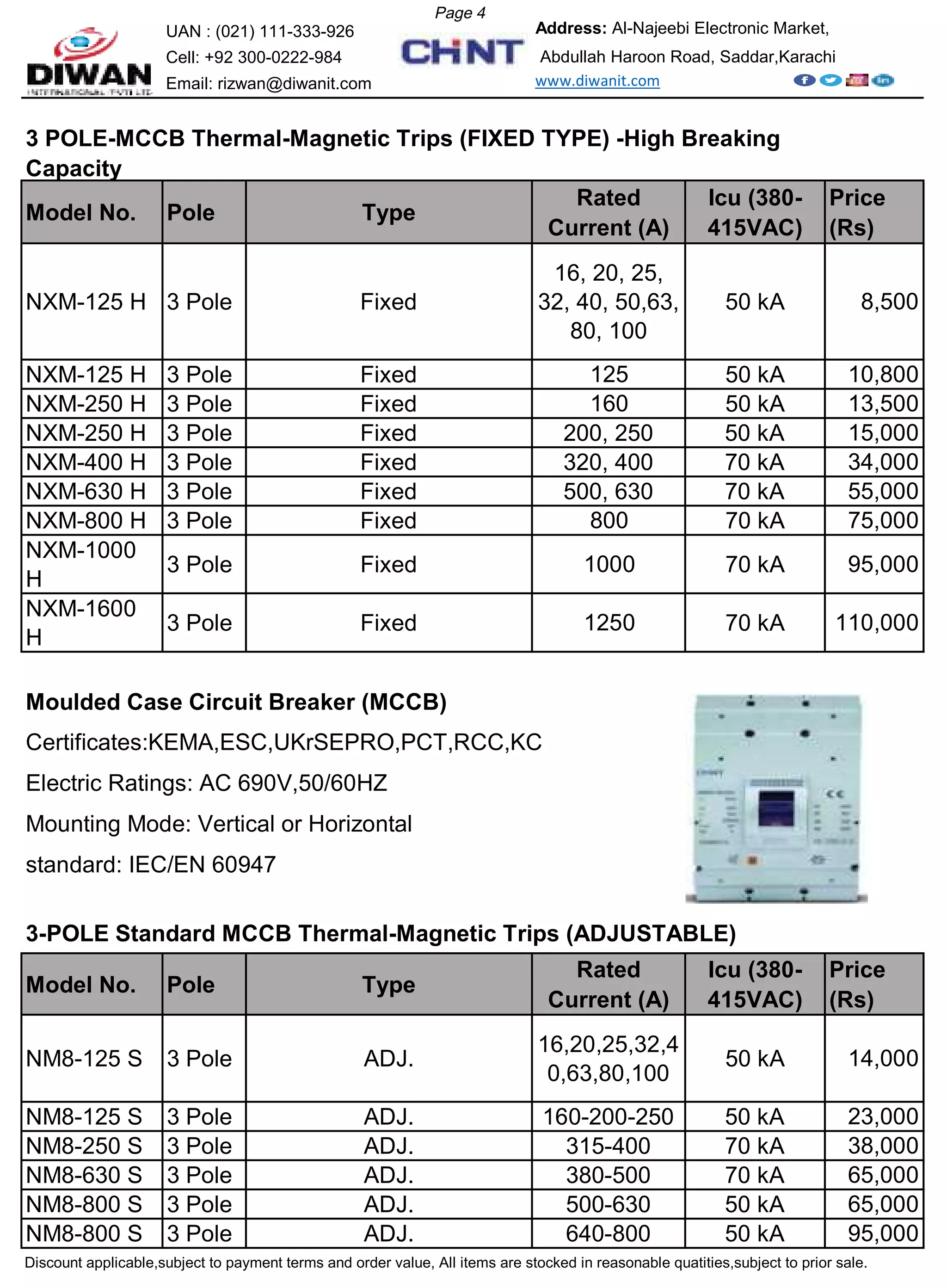 CHiNT Price List LV Pakistan | PDF