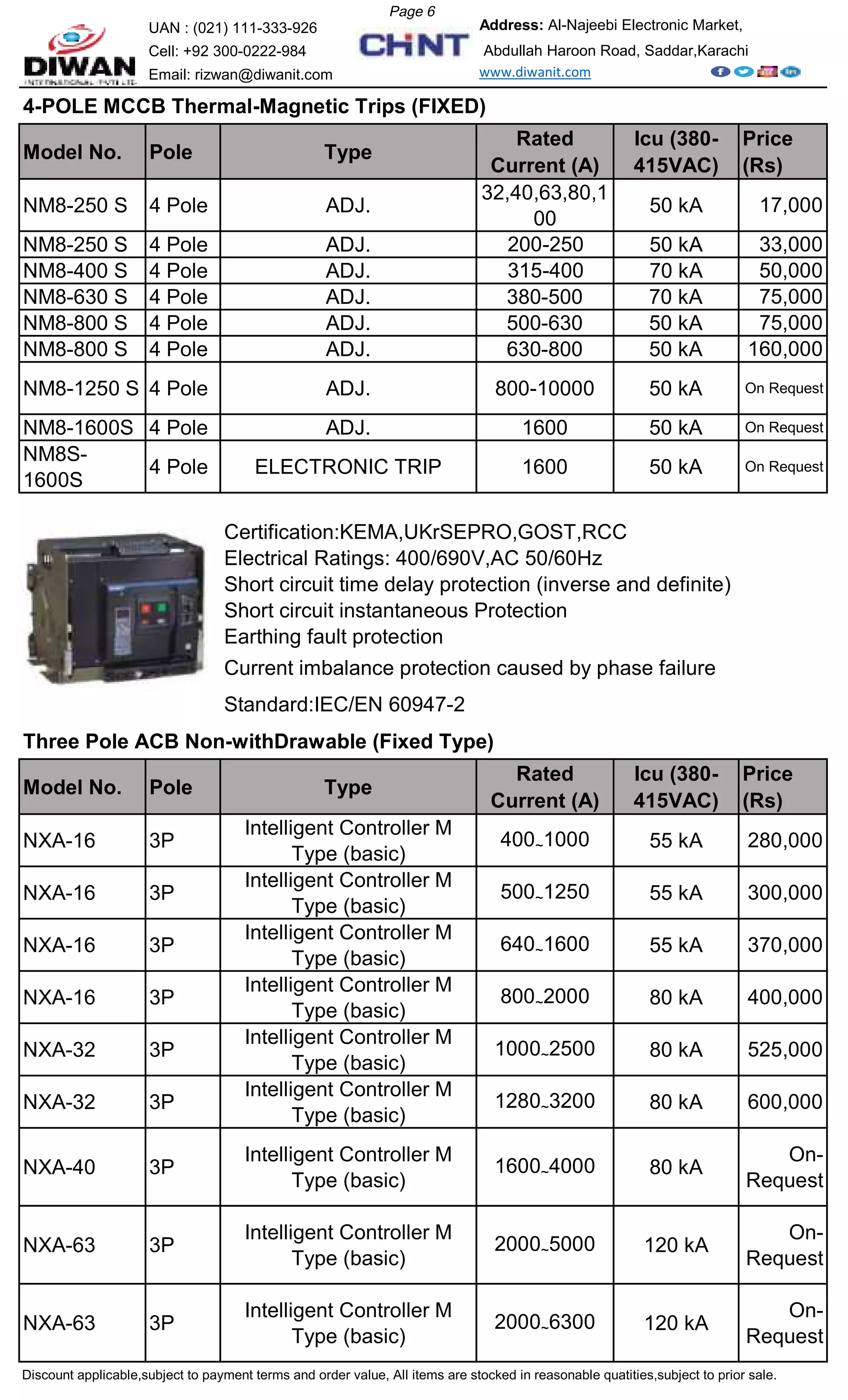 CHiNT Price List LV Pakistan | PDF