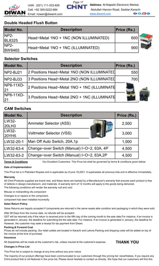 CHiNT Price List LV Pakistan | PDF