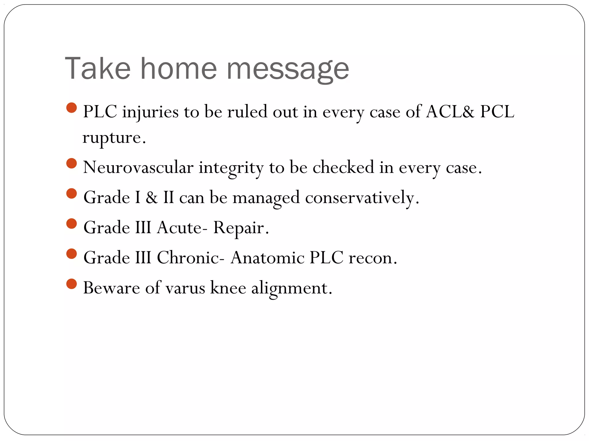 Posterolateral corner injuries of knee joint | PPT