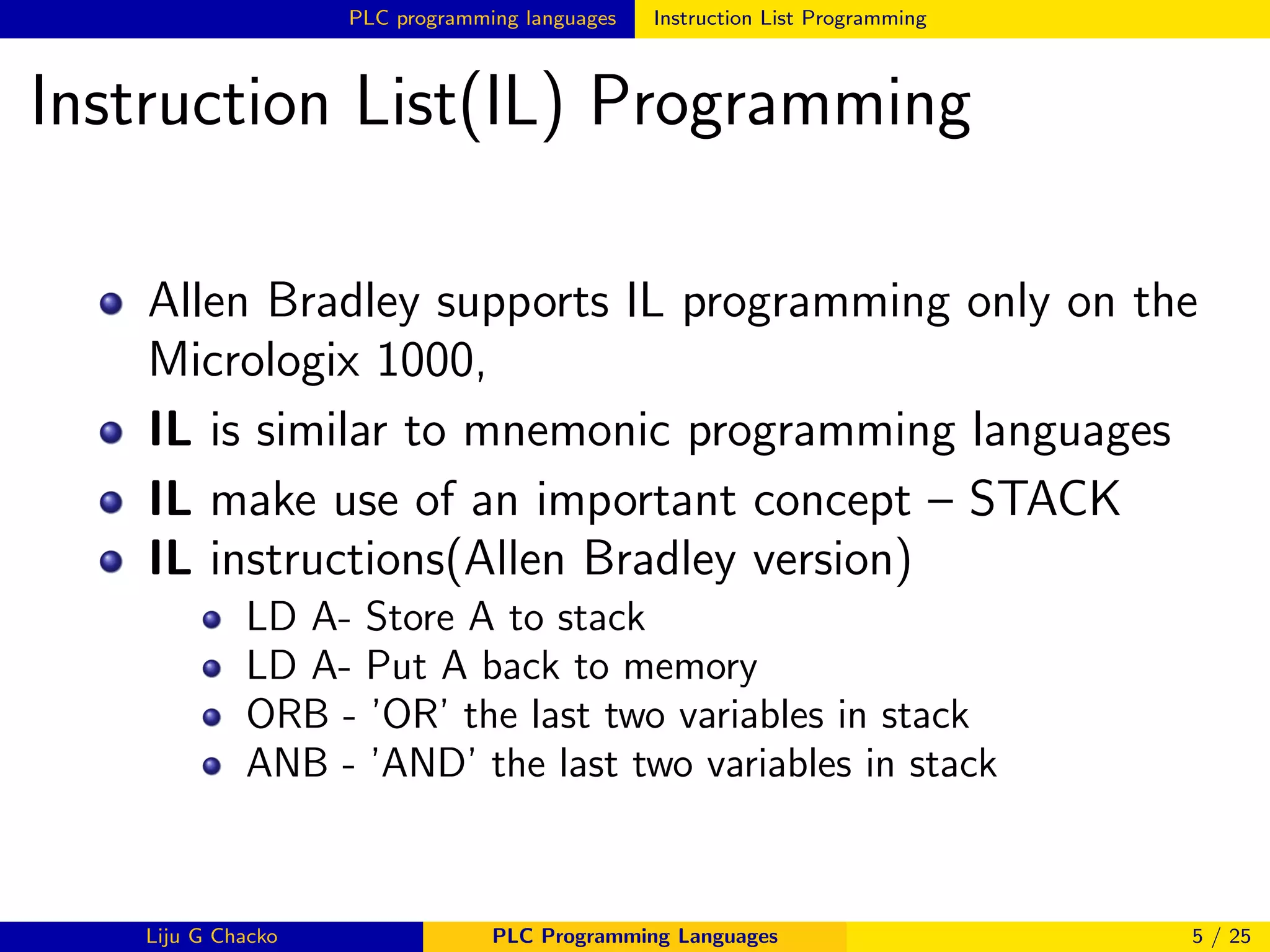 PLC Programming Languages | PDF