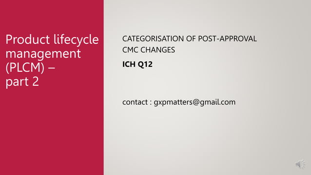 PLCM - Categorisation - ICHQ12.pptx | Financial Regulation | Economy