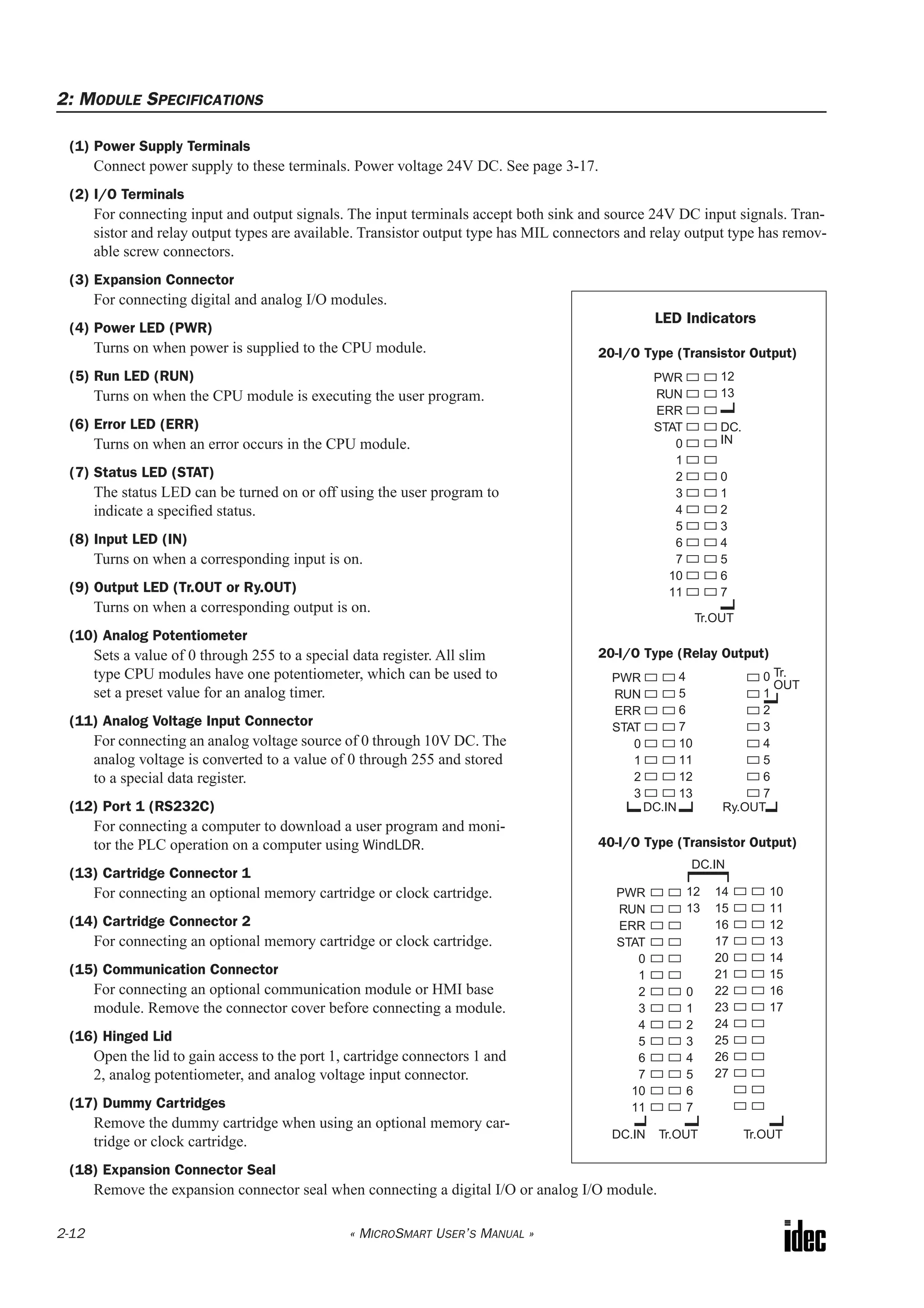 Plc MicroSmart manual of IDEC | PDF