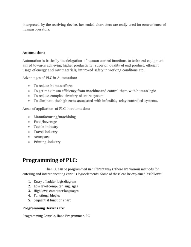 Plc notes | DOCX | Operating Systems | Computer Software and Applications