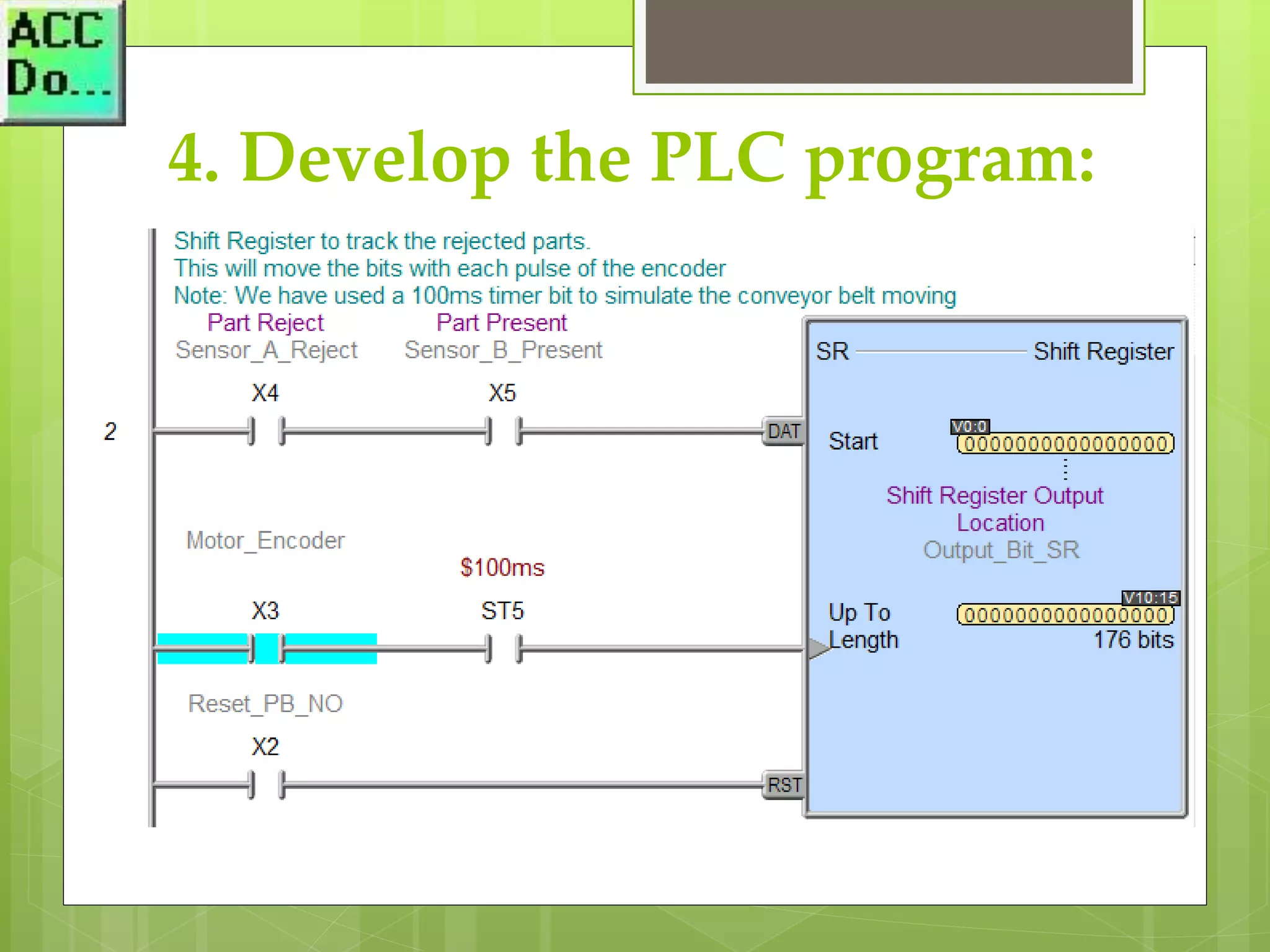 PLC Programming Example - Conveyor Reject (Shift Register) | PPTX