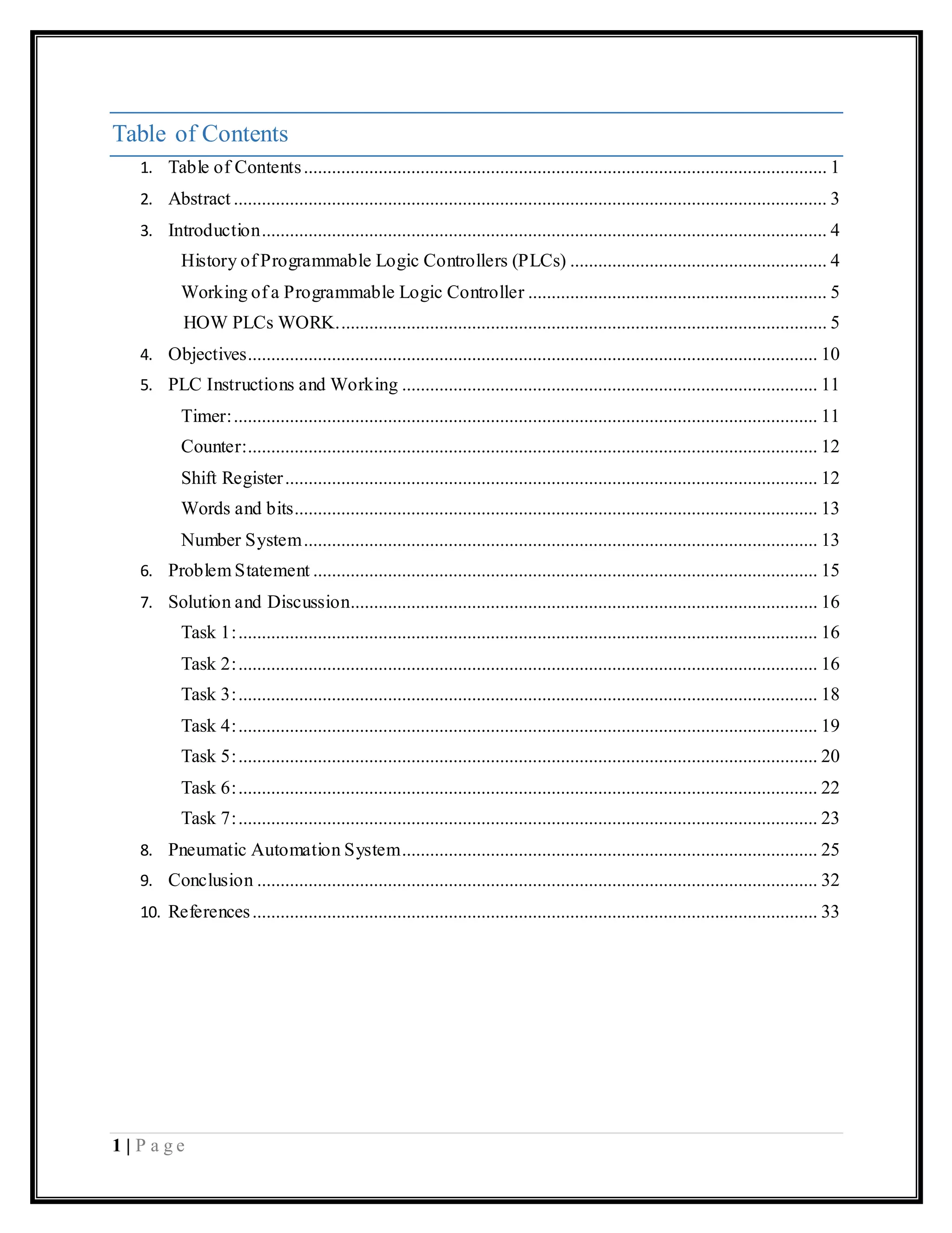 Plc project report | DOCX