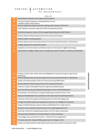 Final year Plc and SCADA project topics list | DOC