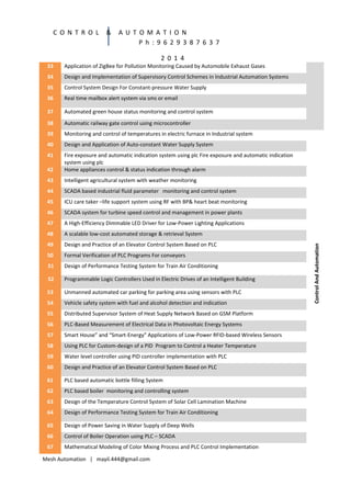 Final year PLC and SCADA project topics list | DOC