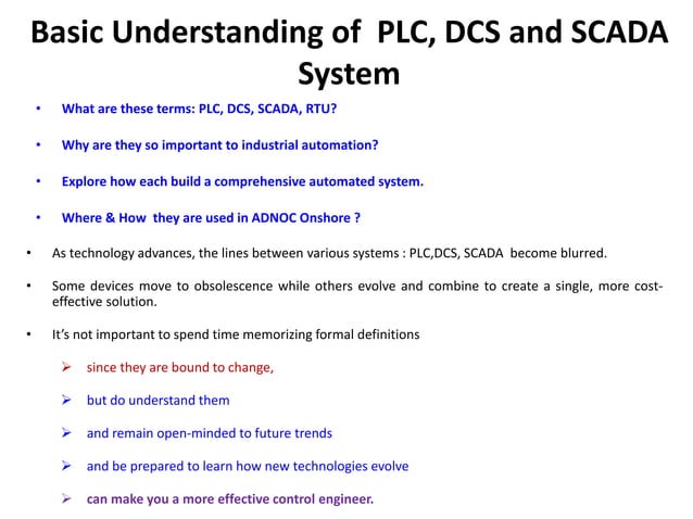 Basic understanding of PLC RTU DCS SCADA | PPTX | Operating Systems | Computer Software and ...
