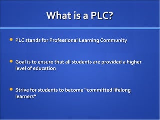 PLCs By: Emily Lehmann | PPT