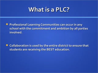 PLCs By: Emily Lehmann | PPT