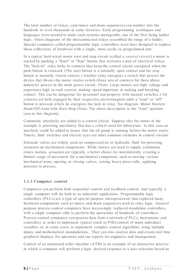 Plc & scada Training Report | DOCX