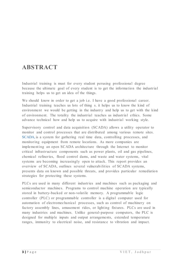 Plc & scada Training Report | DOCX