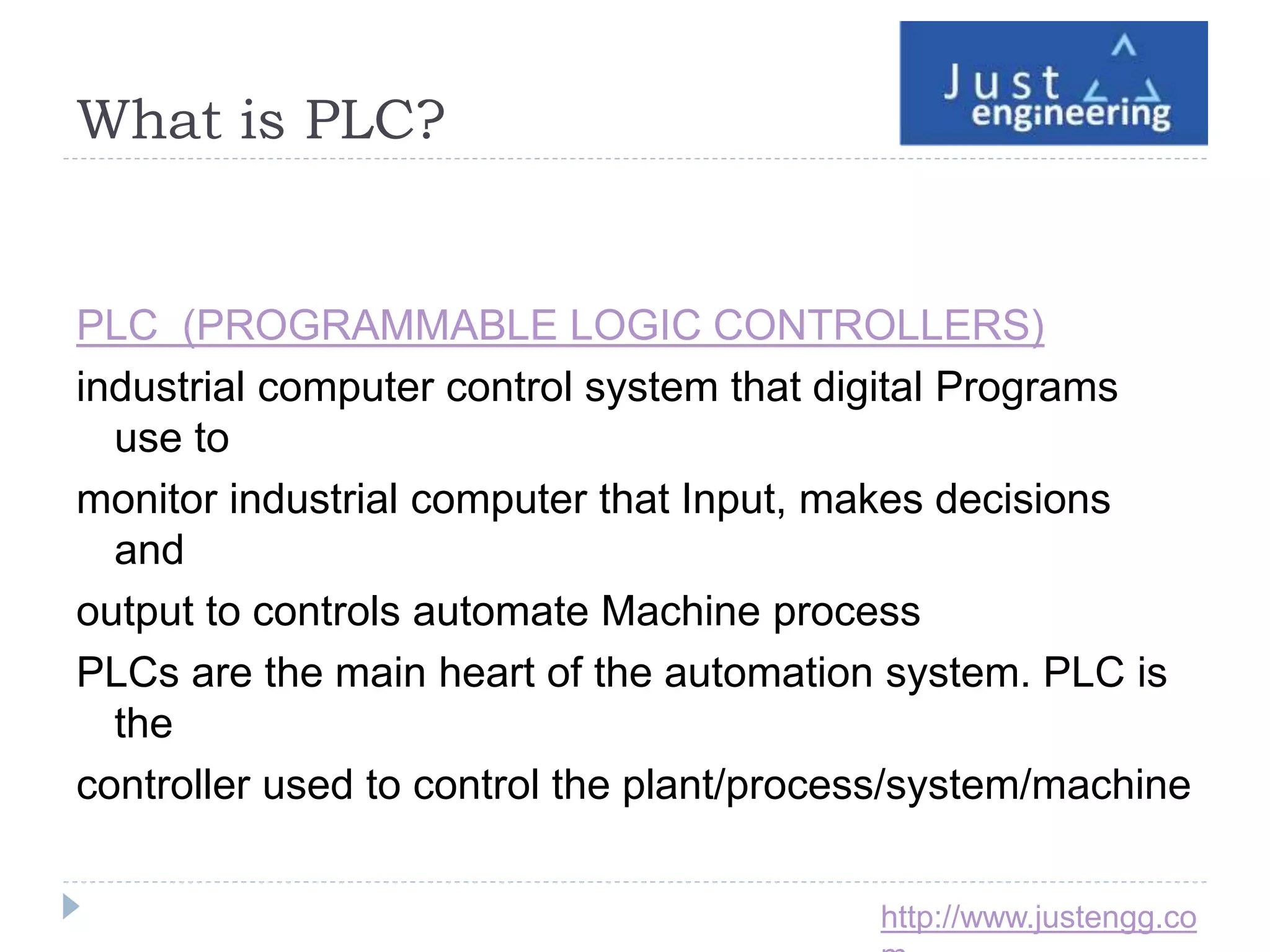 Basic Introduction to PLC | just engineering | PPT