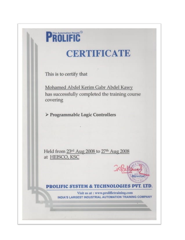 Plc traninig and heisco cretificat | PDF