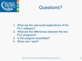 20 Reasons to Consider GBC’s PLC Technician Programs | PPT