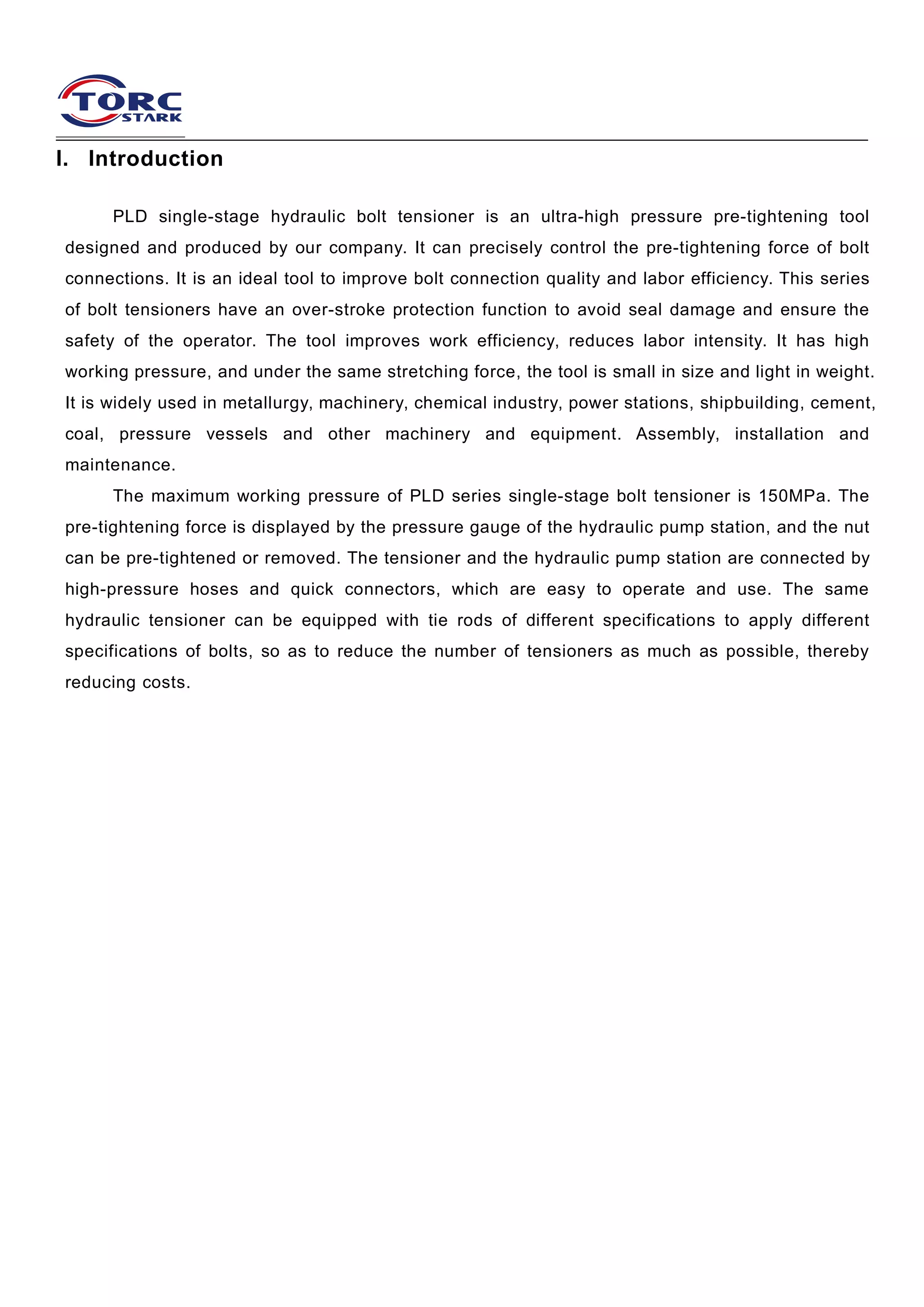 PLD Hydraulic Bolt Tensioner User Manual | PDF