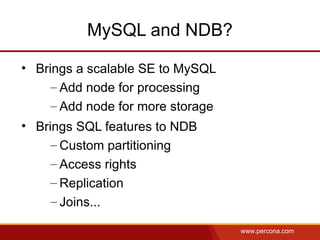 Percona Live 2012PPT: MySQL Cluster And NDB Cluster | PDF