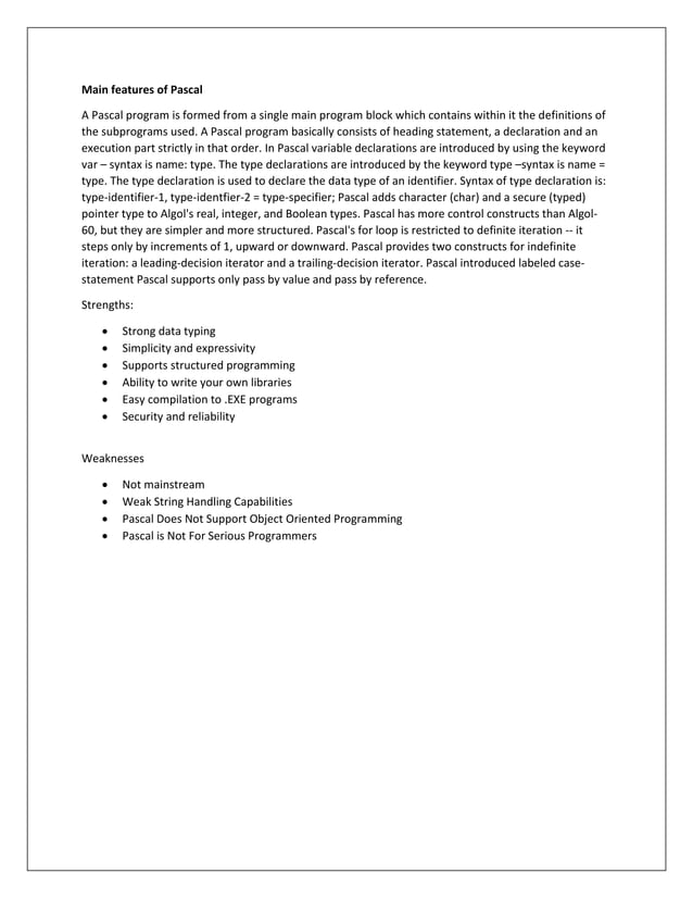 Evaluate And Analysis of ALGOL, ADA ,PASCAL Programming Languages | PDF