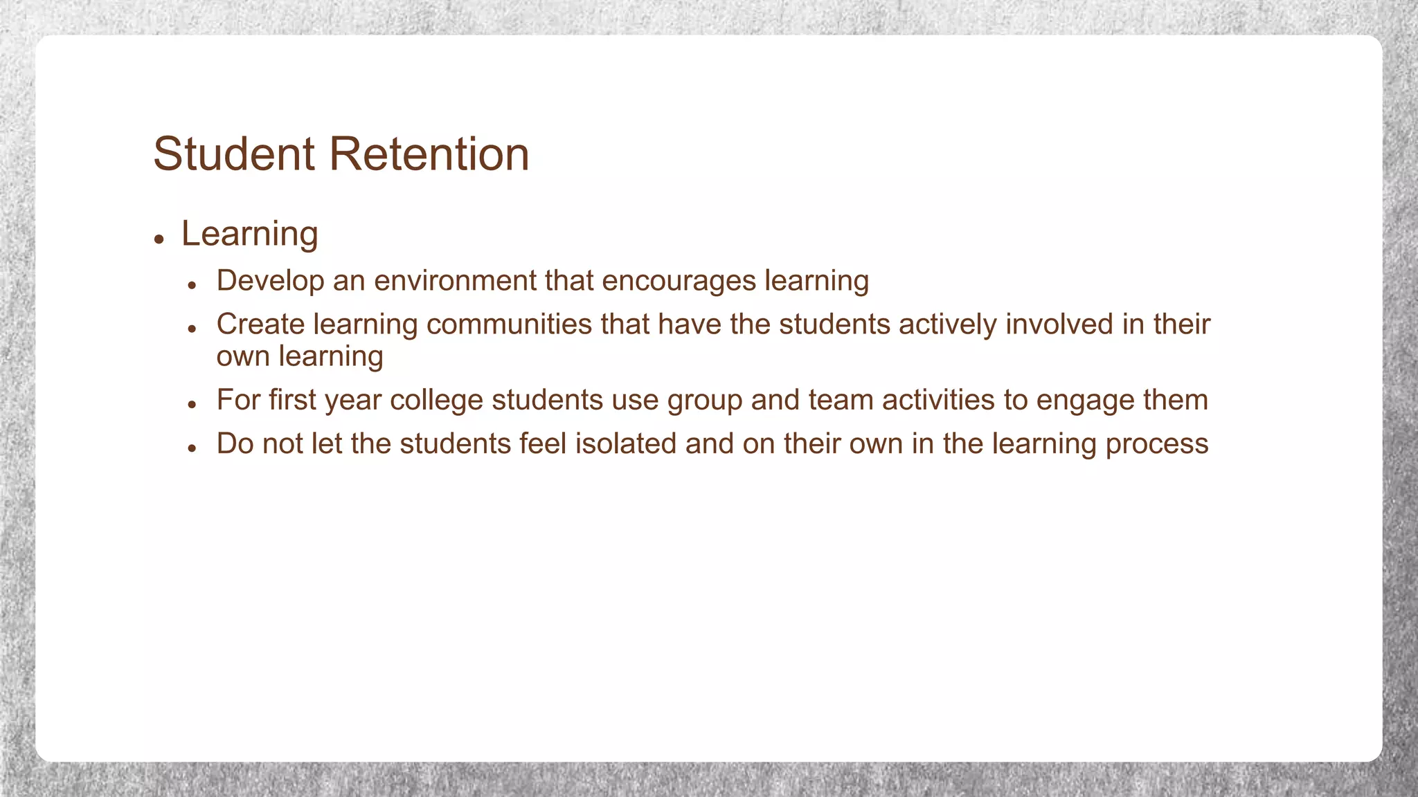 Student Retention (Classroom Management) | PPTX