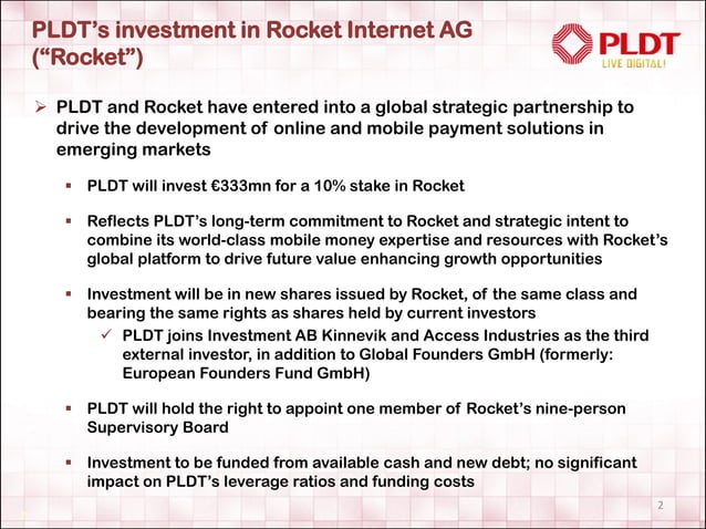 PLDT Investment in Rocket Internet | PDF | Internet | Computing