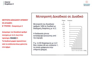 ΠΛΗ 10 - Συστήματα αρίθμησης - Δυαδικό - Σημειώσεις | PDF