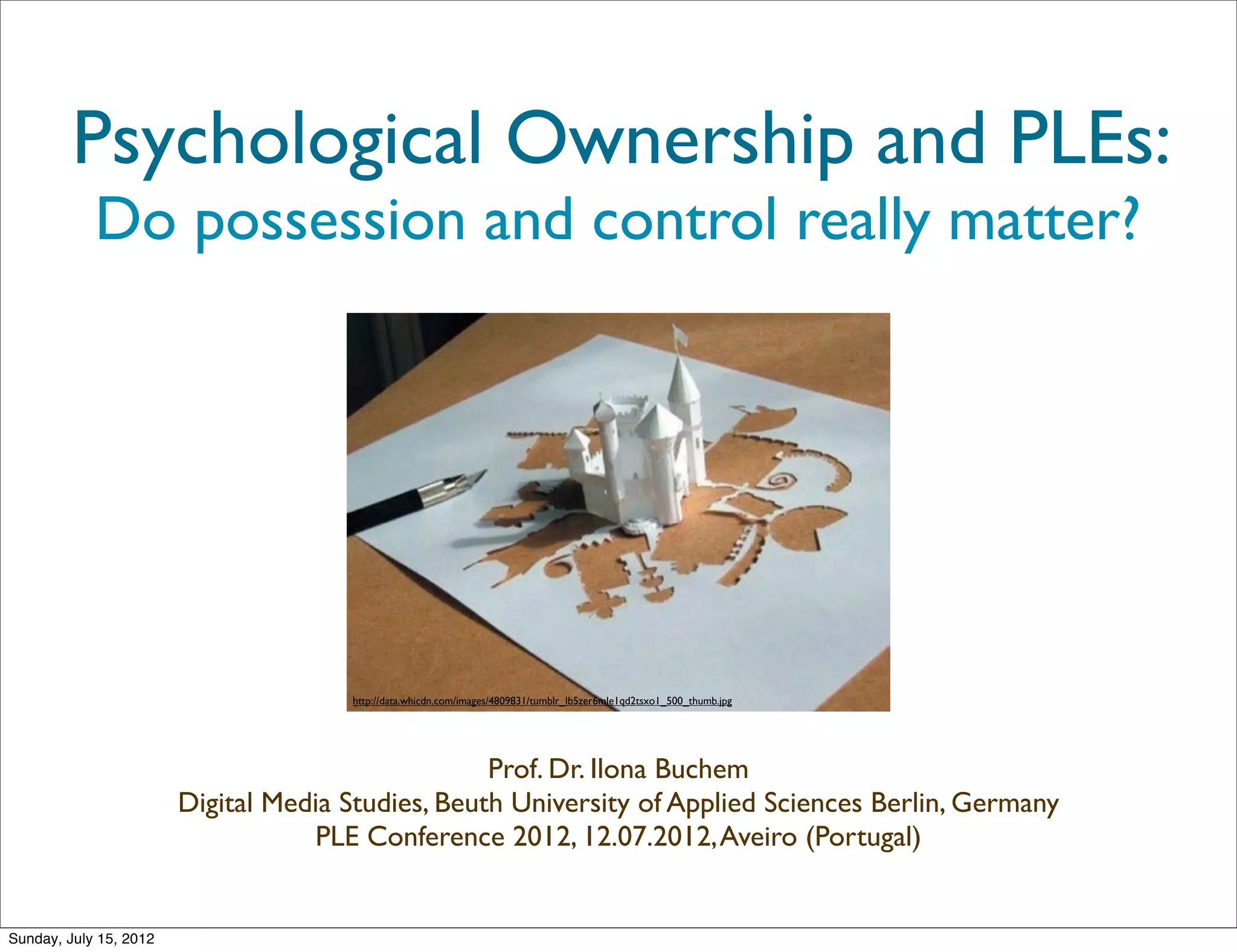 Personal Learning Environments and Psychological Ownership | PDF