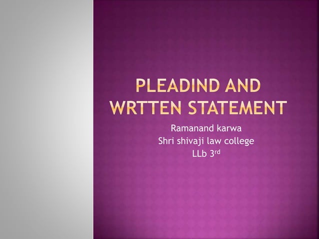 Pleadind and written statement CPC | PPTX