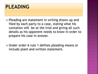 Pleadind and written statement MCQ | PPTX