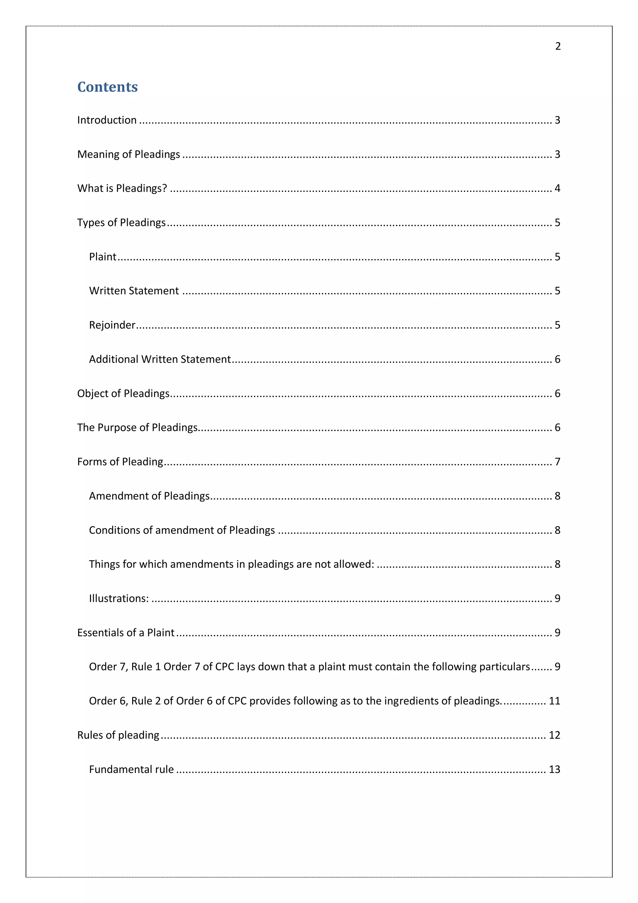 Pleadings and its essentials | PDF