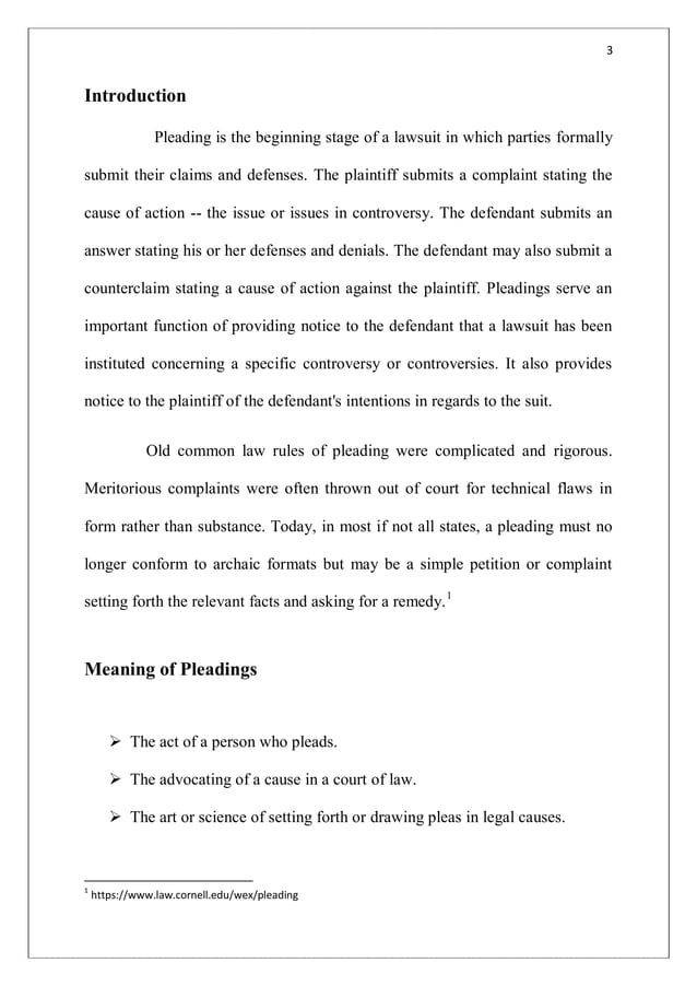 Pleadings and its essentials | PDF