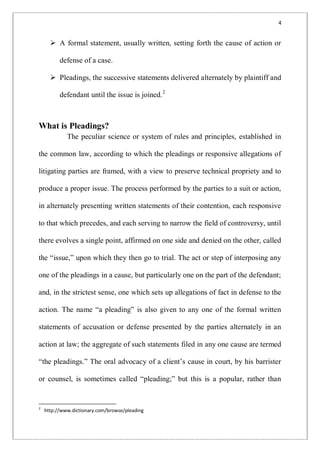 Pleadings and its essentials | PDF