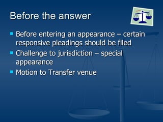 Pleadings and pretrial matters | PPT