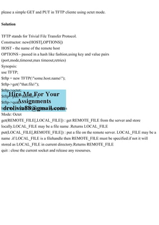 please a simple GET and PUT in TFTP cliente using octet mode.Sol.pdf ...