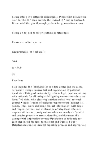 Please attach two different assignments. Please first provide the dr ...