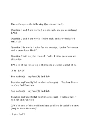 Please Complete the following Questions (1 to 5) Question.docx