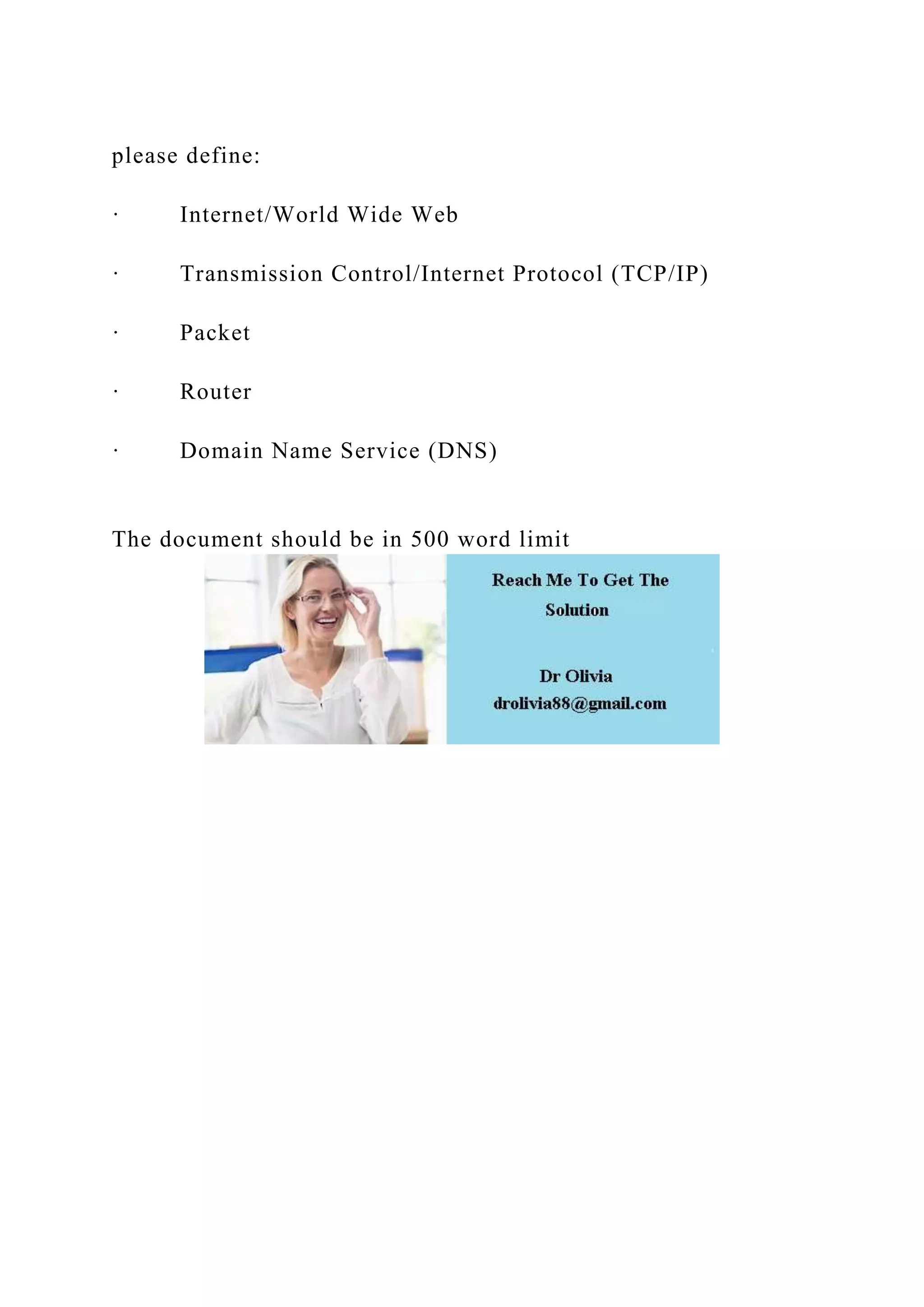 please define· InternetWorld Wide Web· Trans.docx