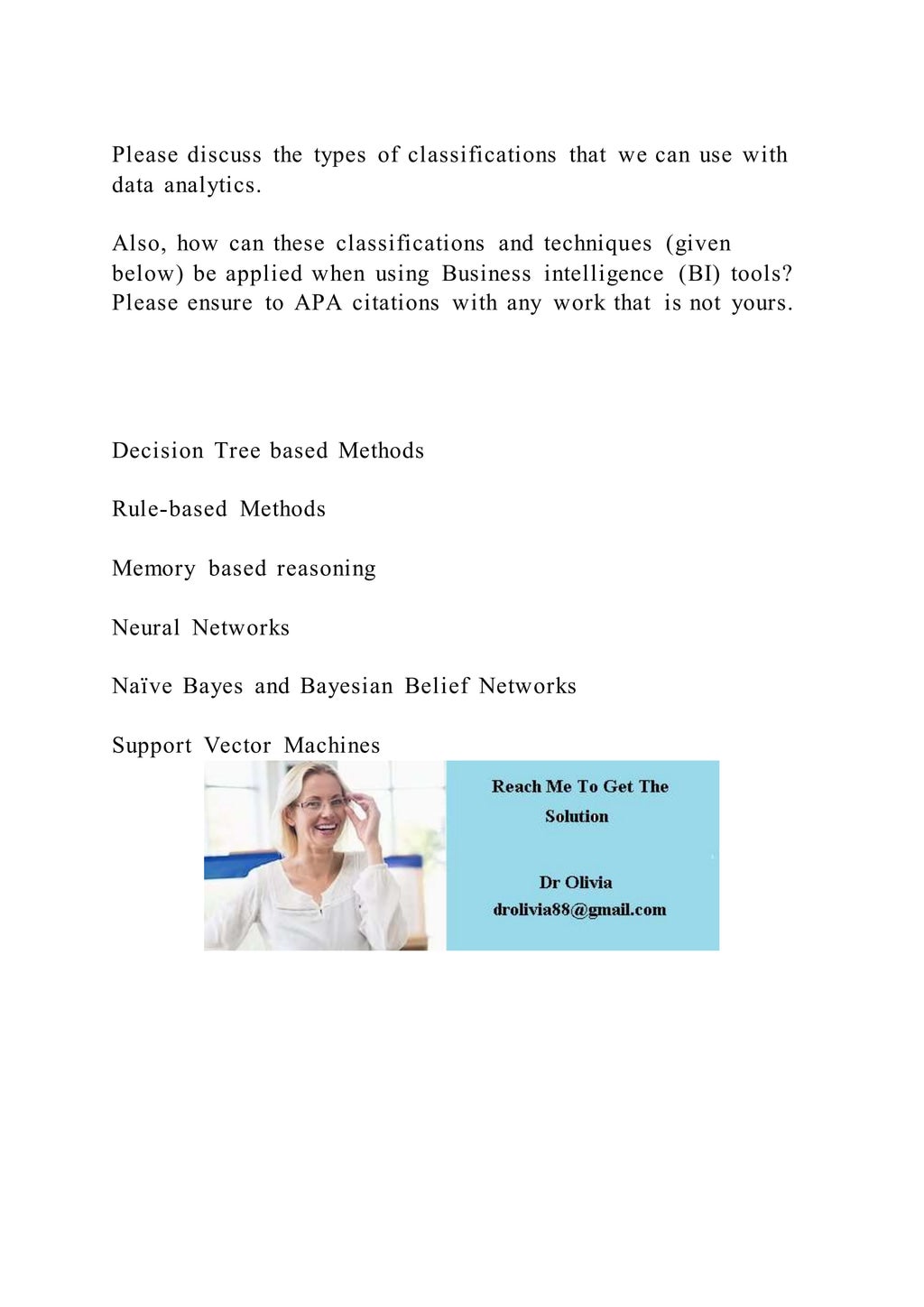 Please discuss the types of classifications that we can use with dat | DOCX