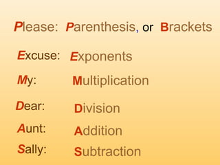 Please Excuse My Dear Aunt Sally | PPT