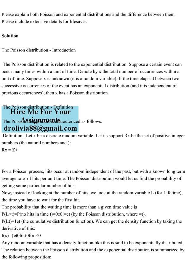 Please explain both Poisson and exponential distributions and the di.pdf