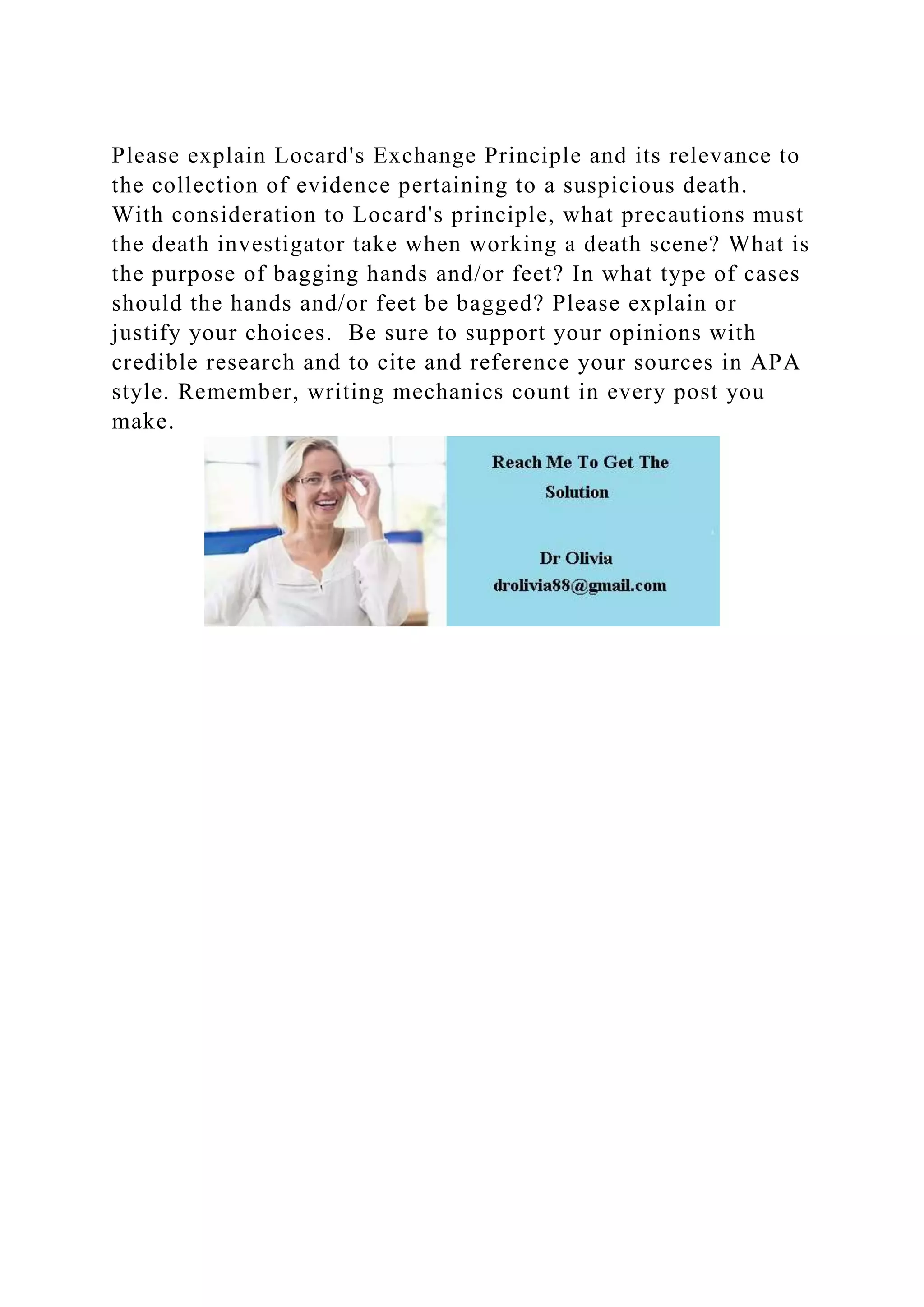 Please explain Locards Exchange Principle and its relevance to the .docx