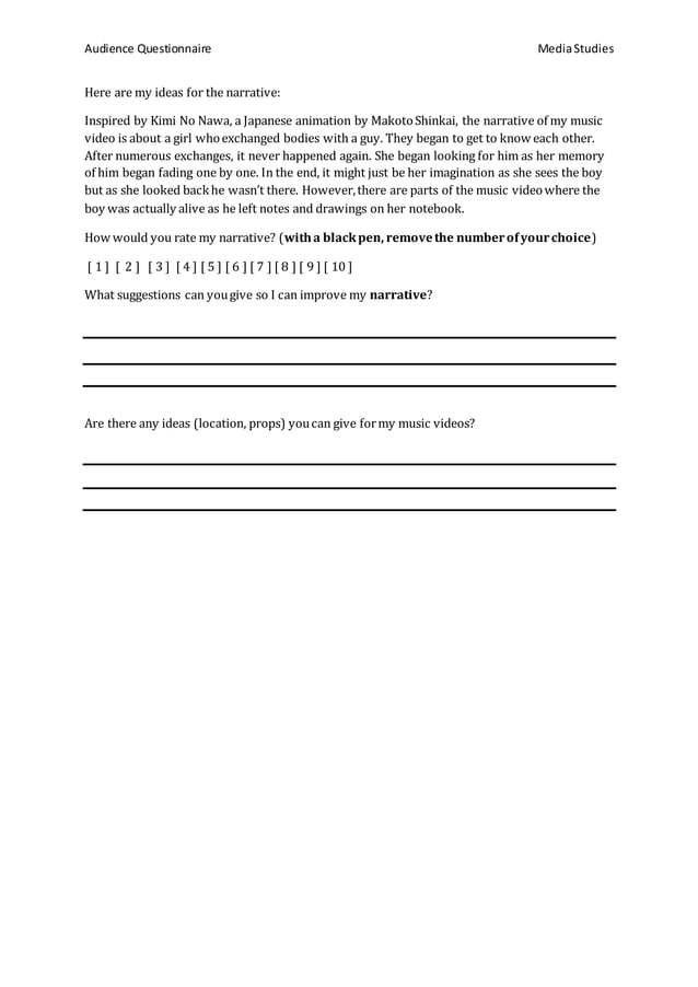 Audience Questionnaire (Original Copy) | PDF