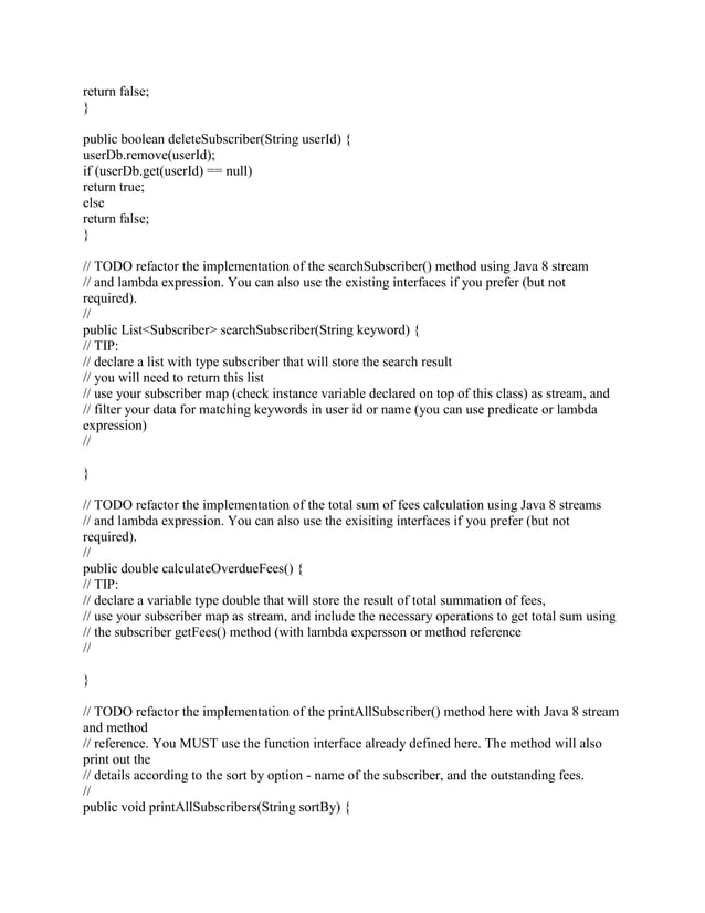 Please fill in the TODOs in Java thank you kindly package adminSite-.docx