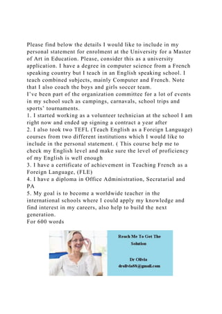 Please find below the details I would like to include in my person.docx